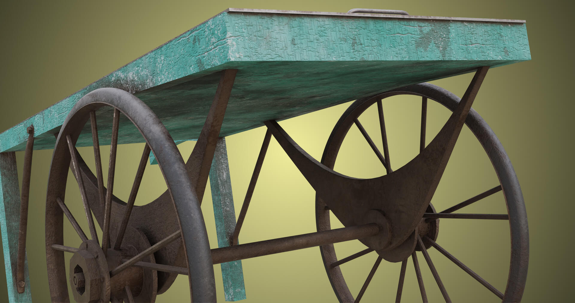 Wooden Cart 06 Green All PBR Unity UE Textures - 3D Model by Eight Vertex