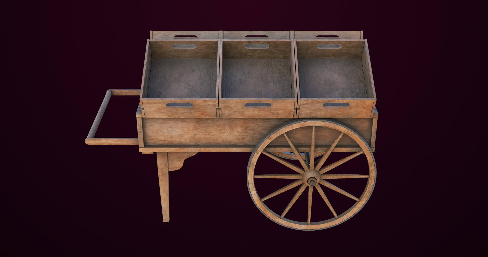Wooden Cart 7 Dusty All PBR Unity UE Textures Included - 3D Model by ...