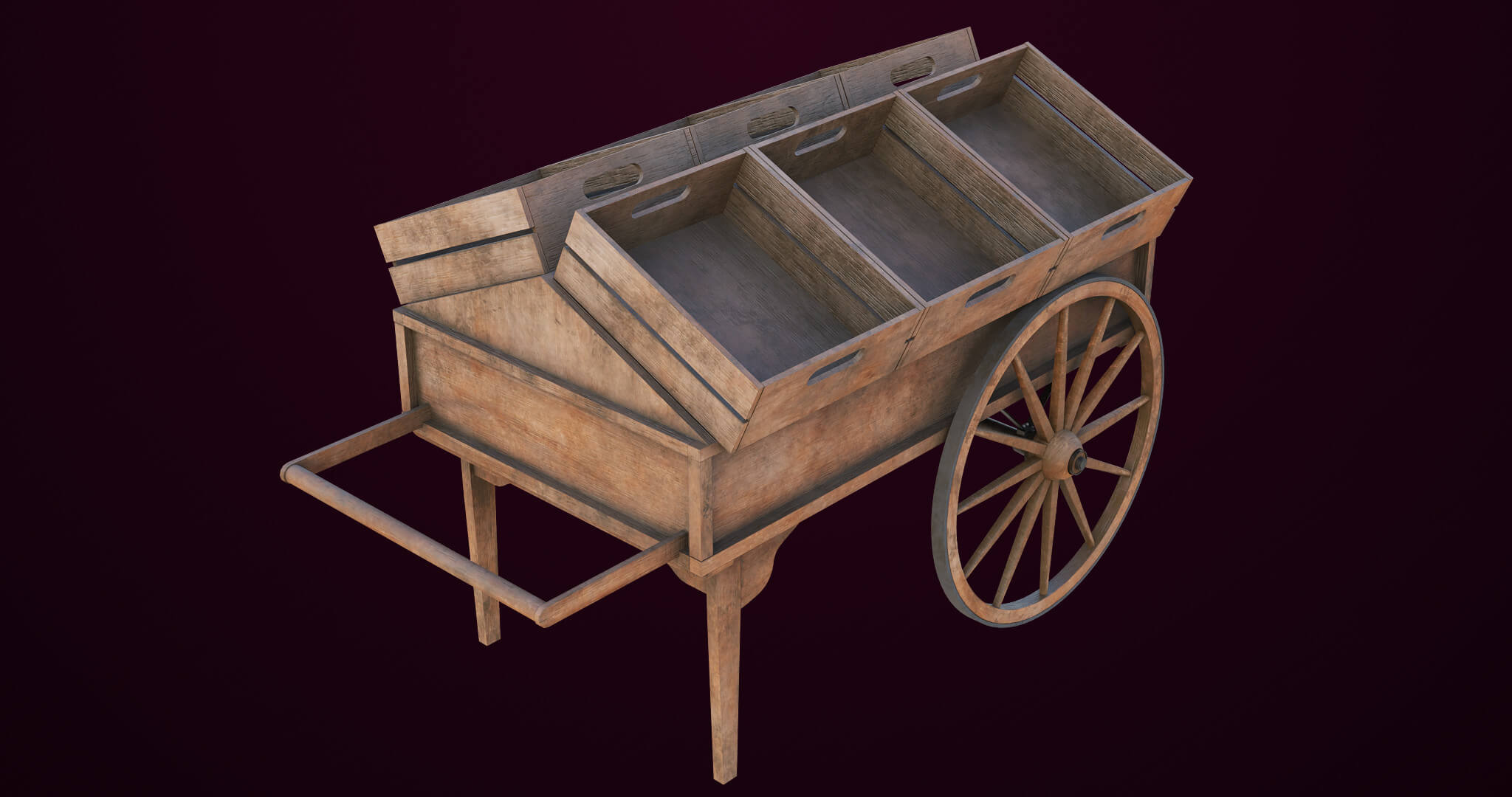 Wooden Cart 7 Dusty All PBR Unity UE Textures Included - 3D Model by ...
