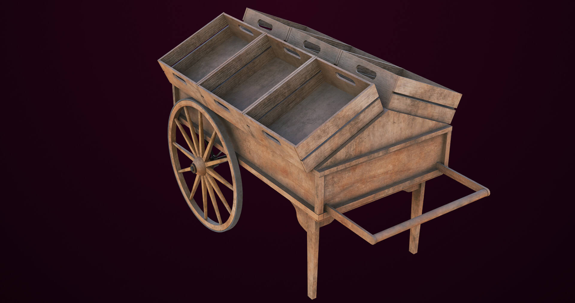 Wooden Cart 7 Dusty All PBR Unity UE Textures Included - 3D Model by ...