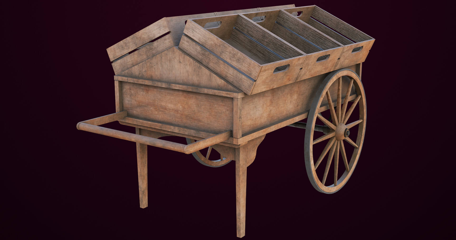Wooden Cart 7 Dusty All PBR Unity UE Textures Included - 3D Model by ...