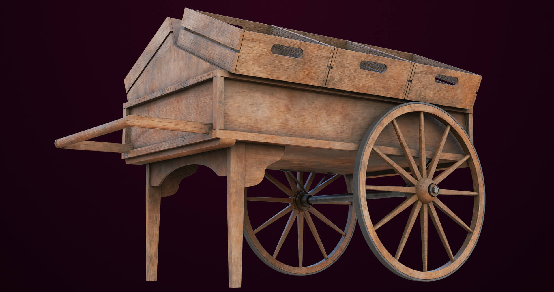 Wooden Cart 7 Dusty All PBR Unity UE Textures Included - 3D Model by ...
