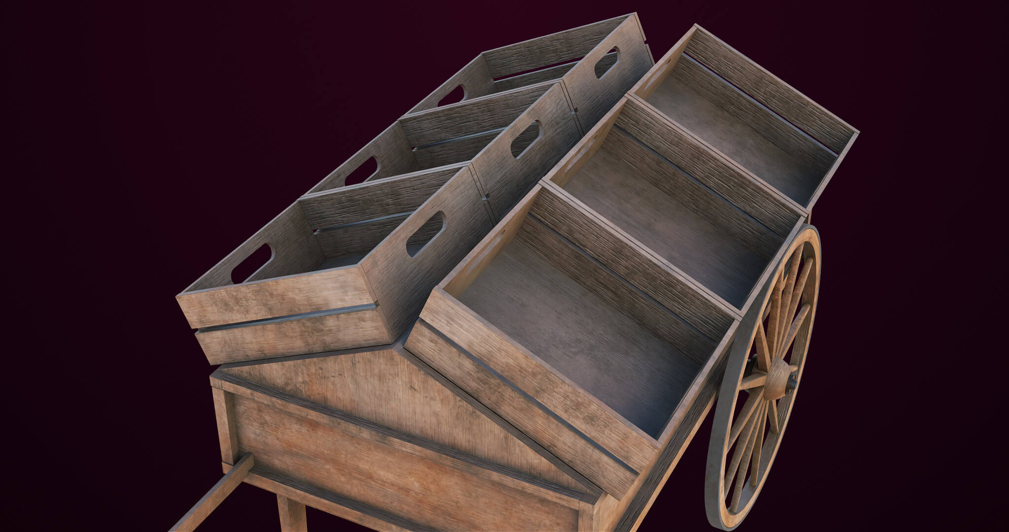 Wooden Cart 7 Dusty All PBR Unity UE Textures Included - 3D Model by ...