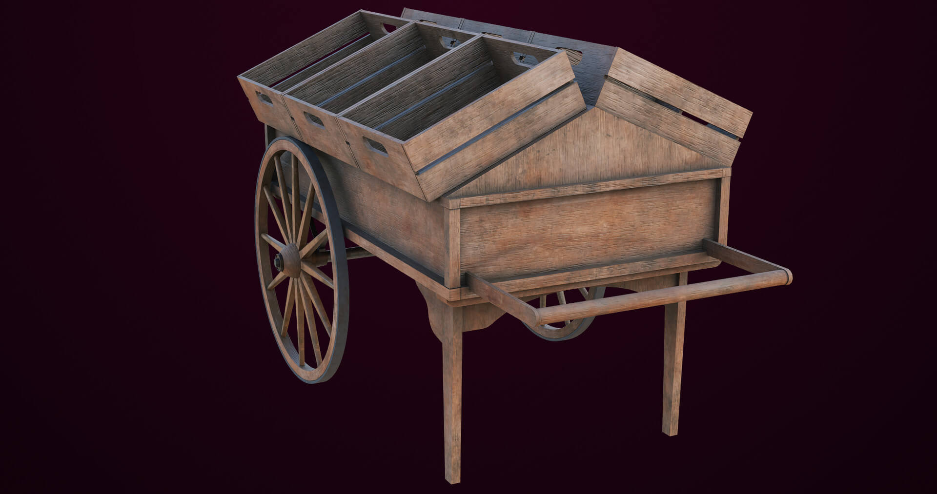 Wooden Cart 7 Dusty All PBR Unity UE Textures Included - 3D Model by ...