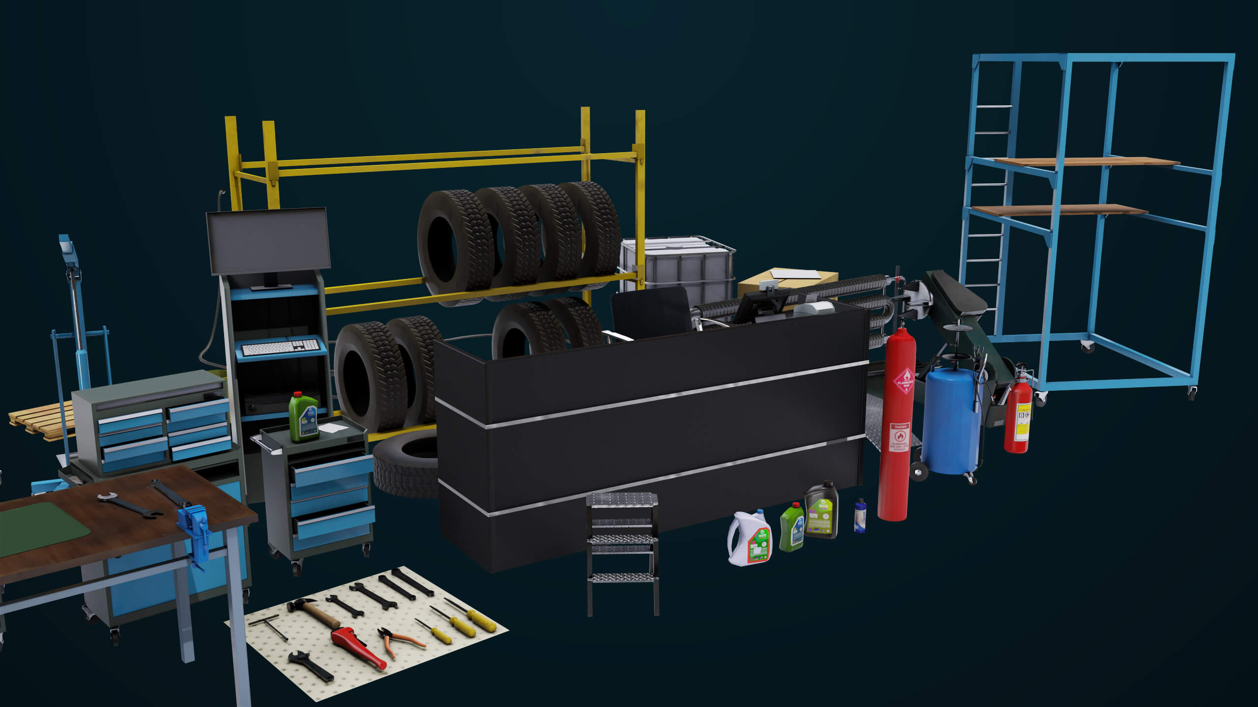 Workshop Tools Pack All PBR Unity UE Textures - 3D Model by Eight Vertex