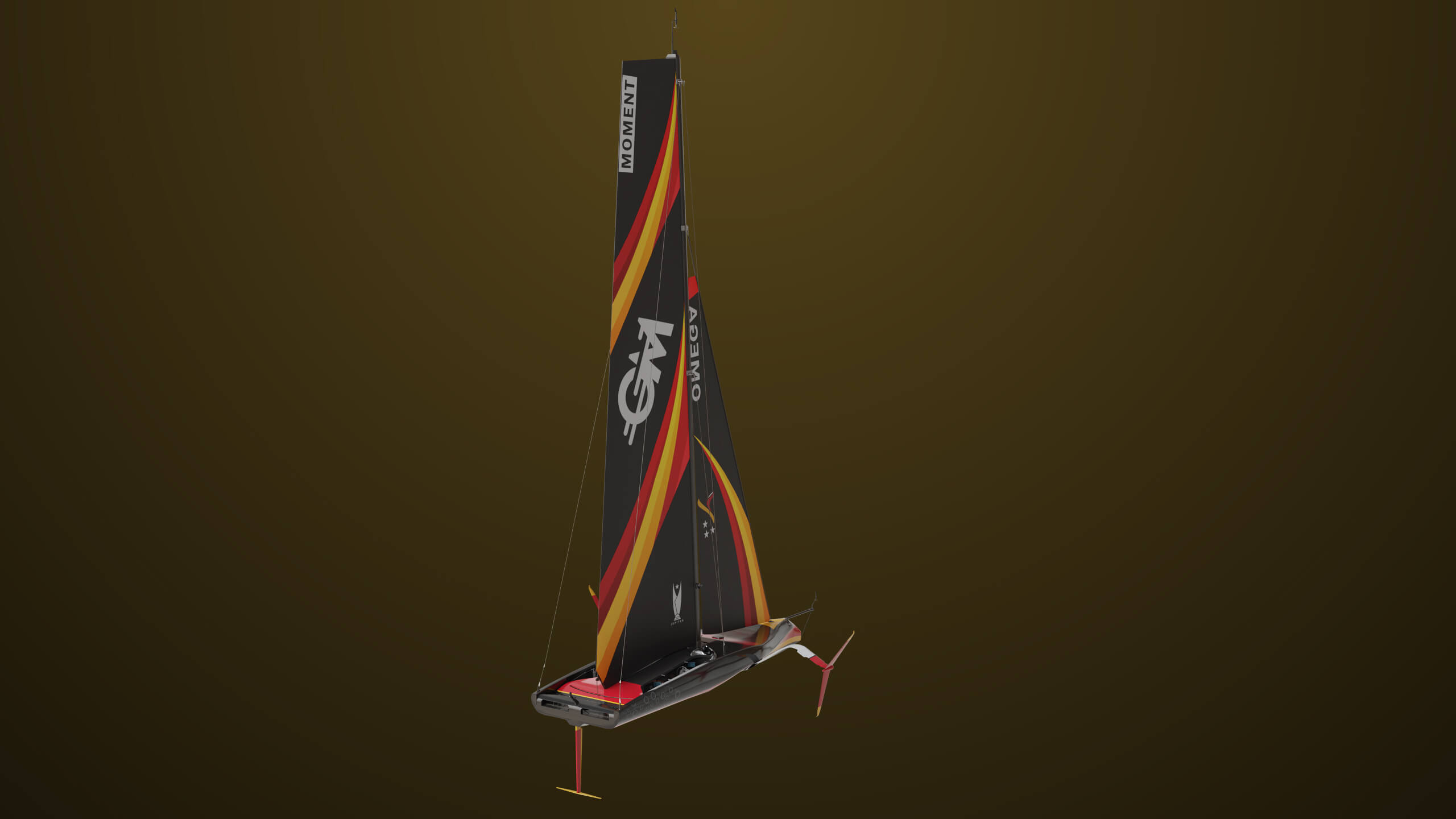 Yacht Hydrofoil Sailing Boat 01 Black PBR - 3D Model by Eight Vertex