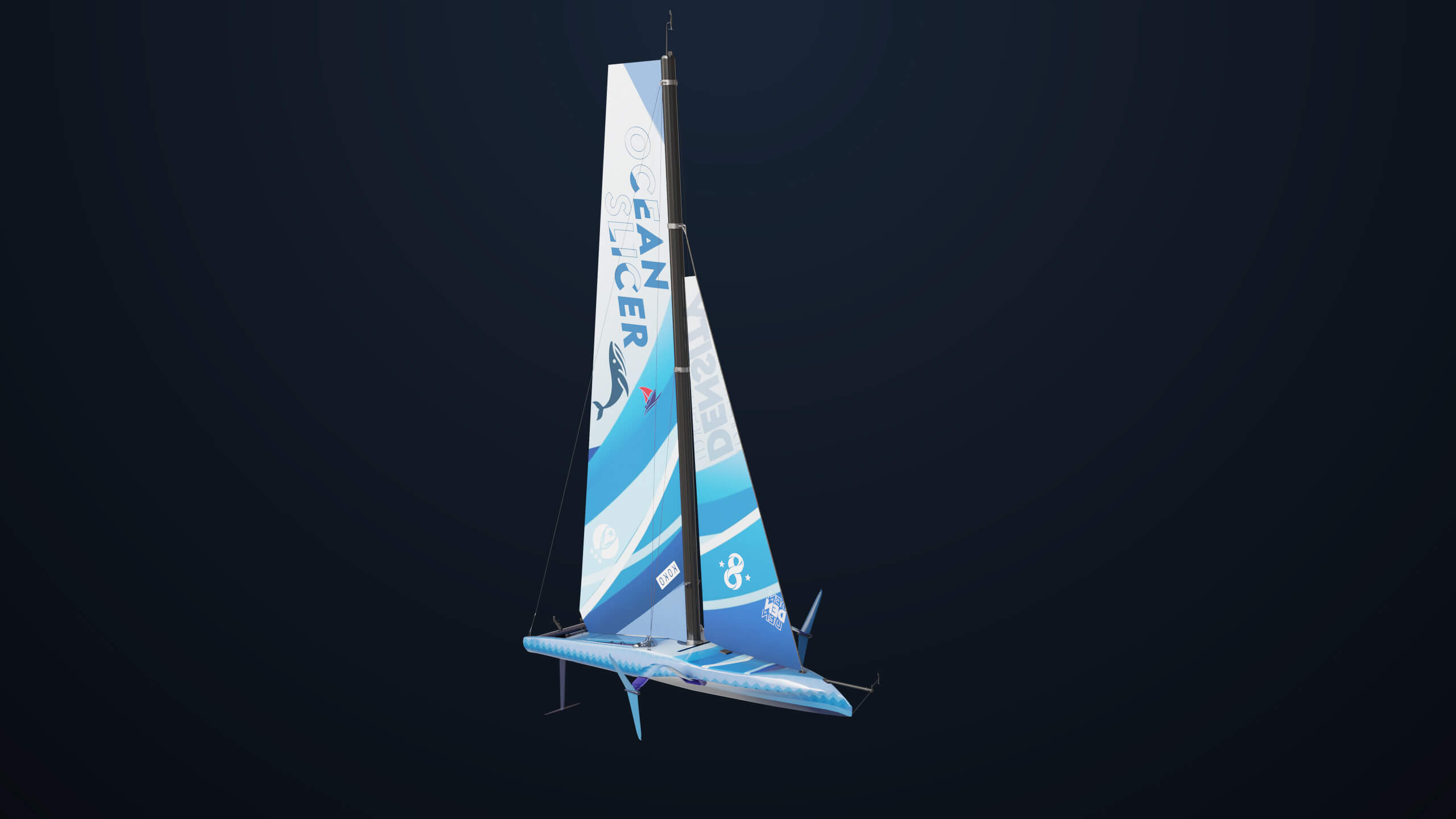 Yacht Hydrofoil Sailing Boat Blue All PBR Unity UE Textures - 3D Model ...