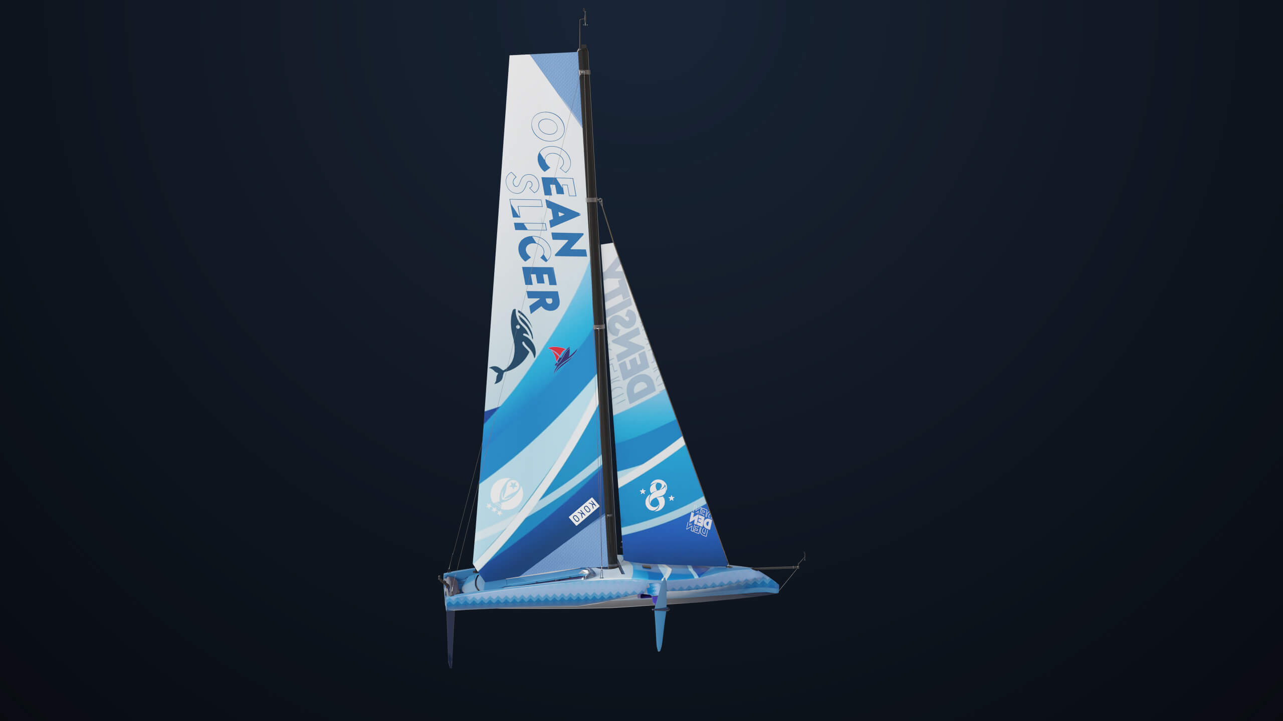 Yacht Hydrofoil Sailing Boat Blue All PBR Unity UE Textures - 3D Model ...