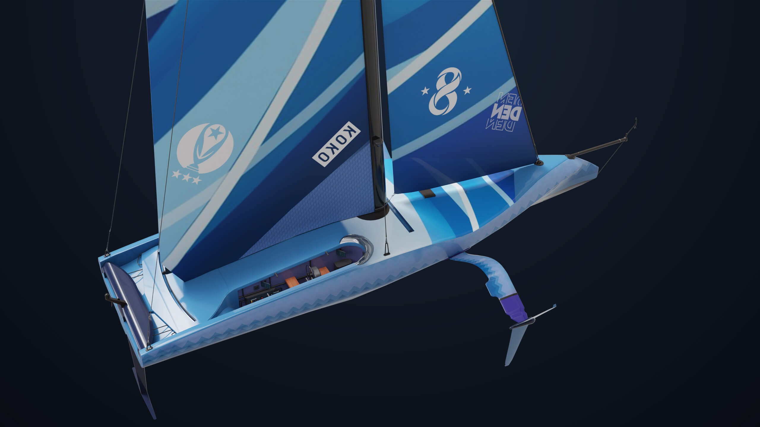 Yacht Hydrofoil Sailing Boat Blue All PBR Unity UE Textures - 3D Model ...