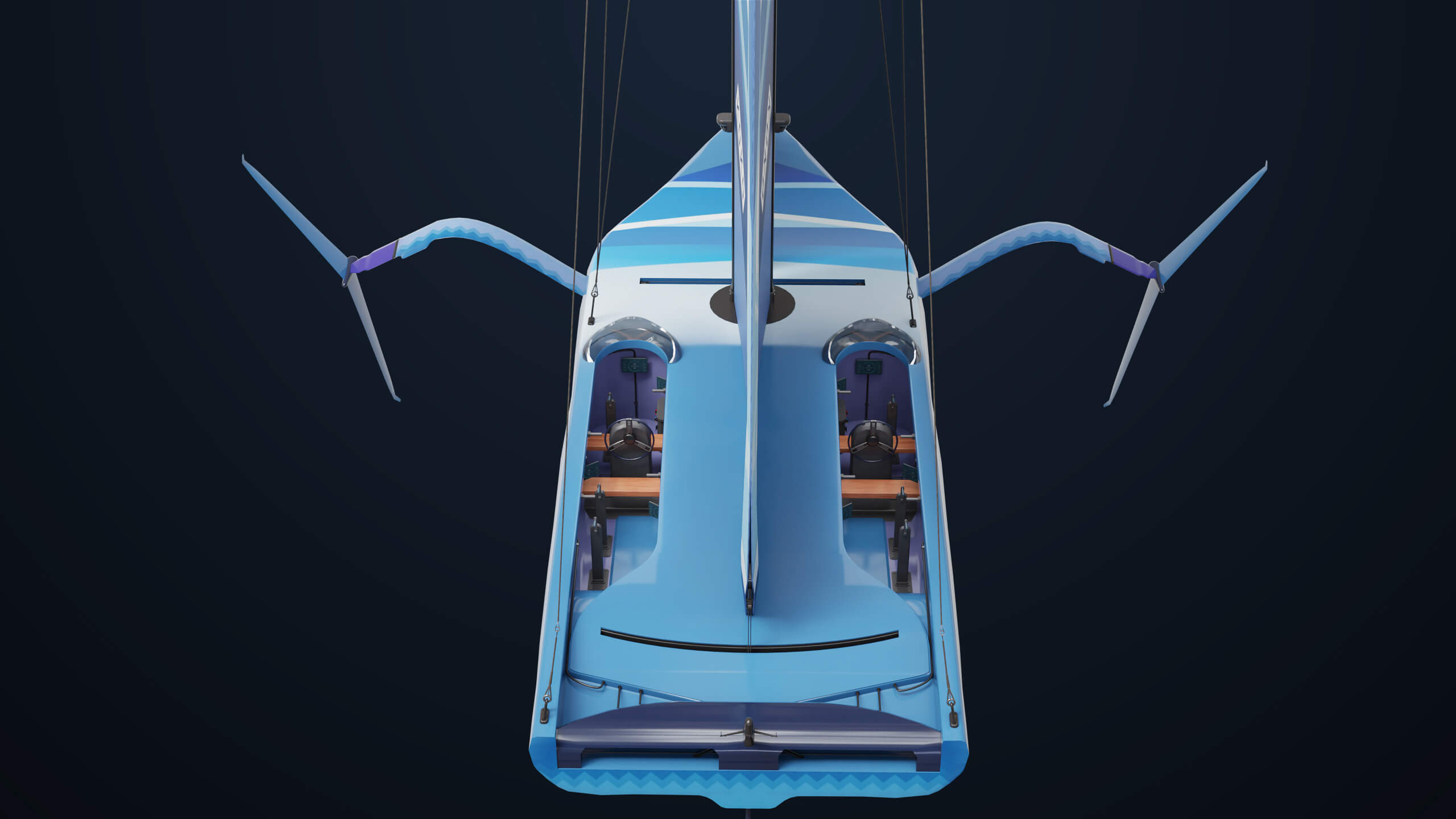 Yacht Hydrofoil Sailing Boat Blue All PBR Unity UE Textures - 3D Model ...