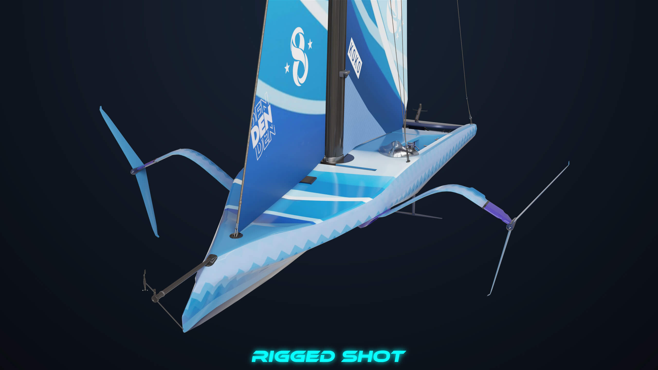 Yacht Hydrofoil Sailing Boat Blue All PBR Unity UE Textures - 3D Model ...