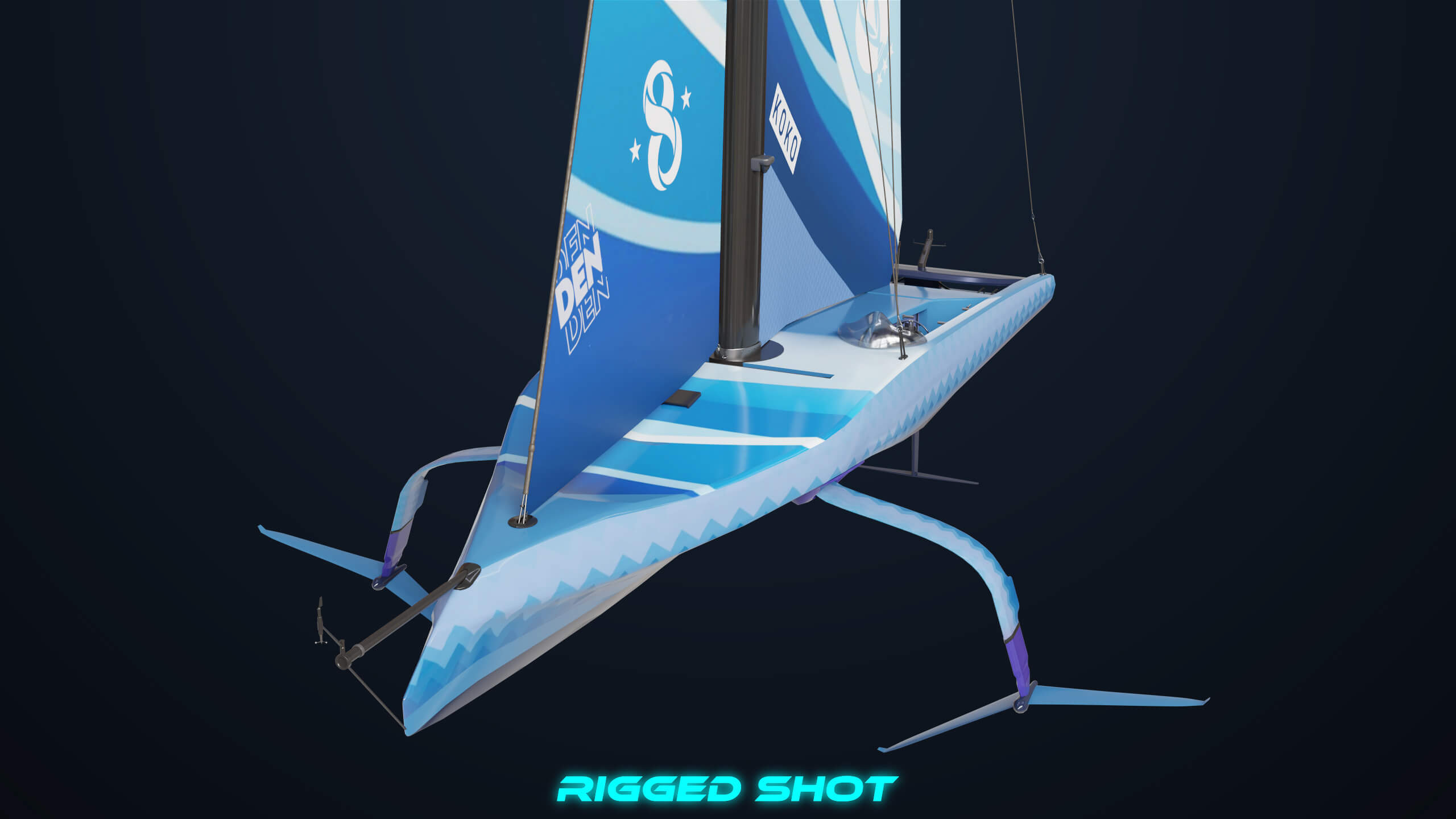 Yacht Hydrofoil Sailing Boat Blue All PBR Unity UE Textures - 3D Model ...
