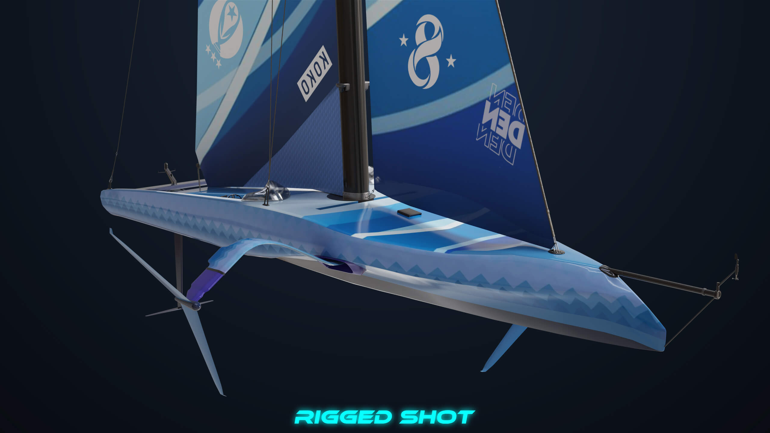 Yacht Hydrofoil Sailing Boat Blue All PBR Unity UE Textures - 3D Model ...