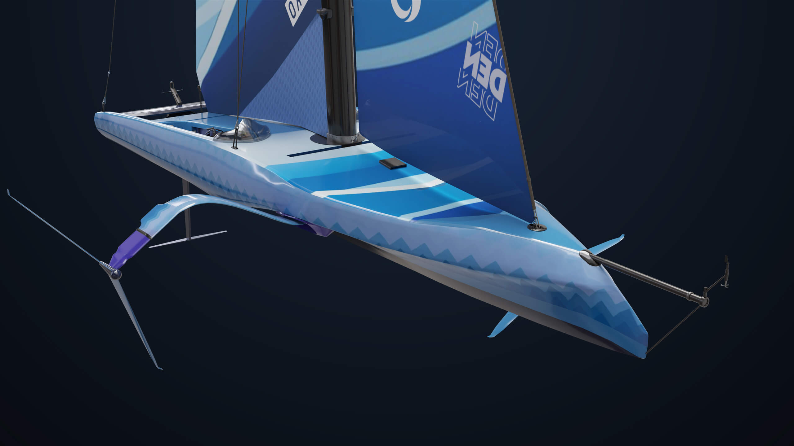 Yacht Hydrofoil Sailing Boat Blue All PBR Unity UE Textures - 3D Model ...