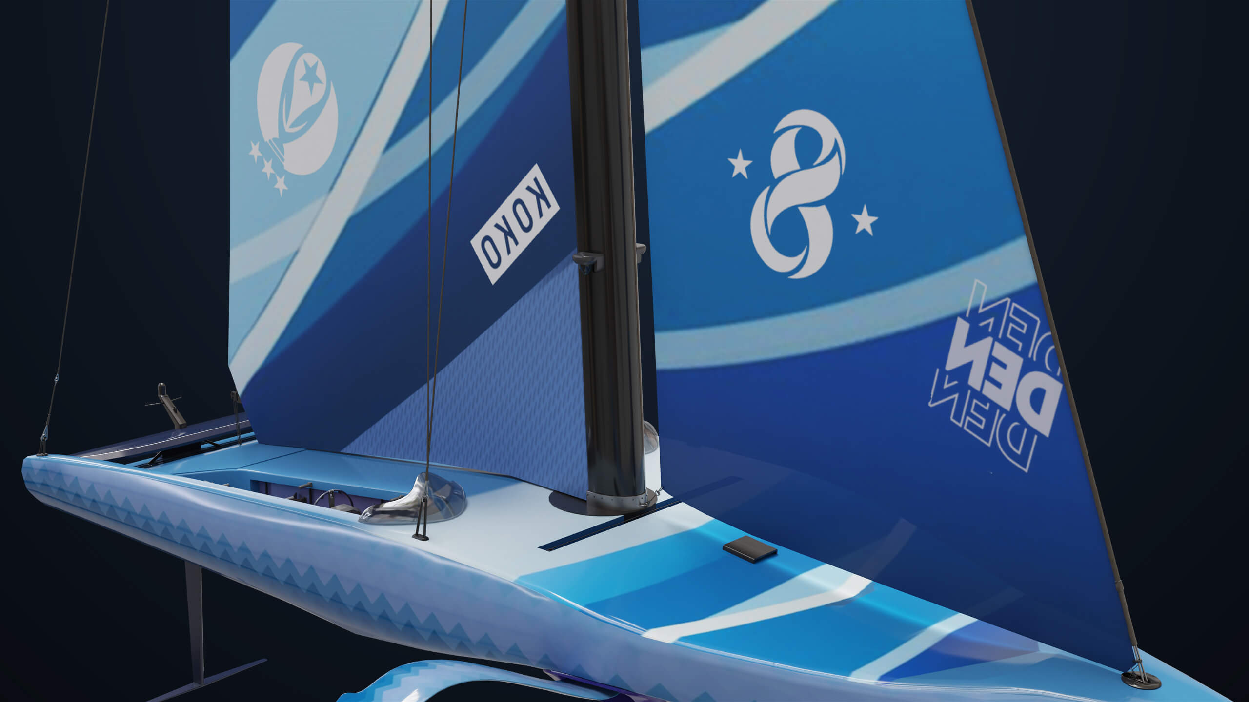 Yacht Hydrofoil Sailing Boat Blue All PBR Unity UE Textures - 3D Model ...