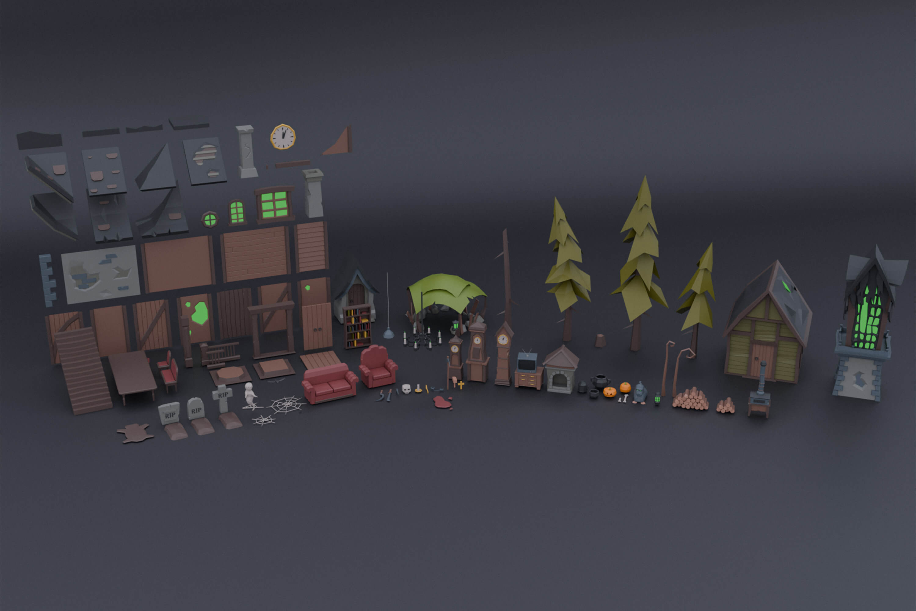 Horror Low Poly Pack - 3D Model by eldamarstudio