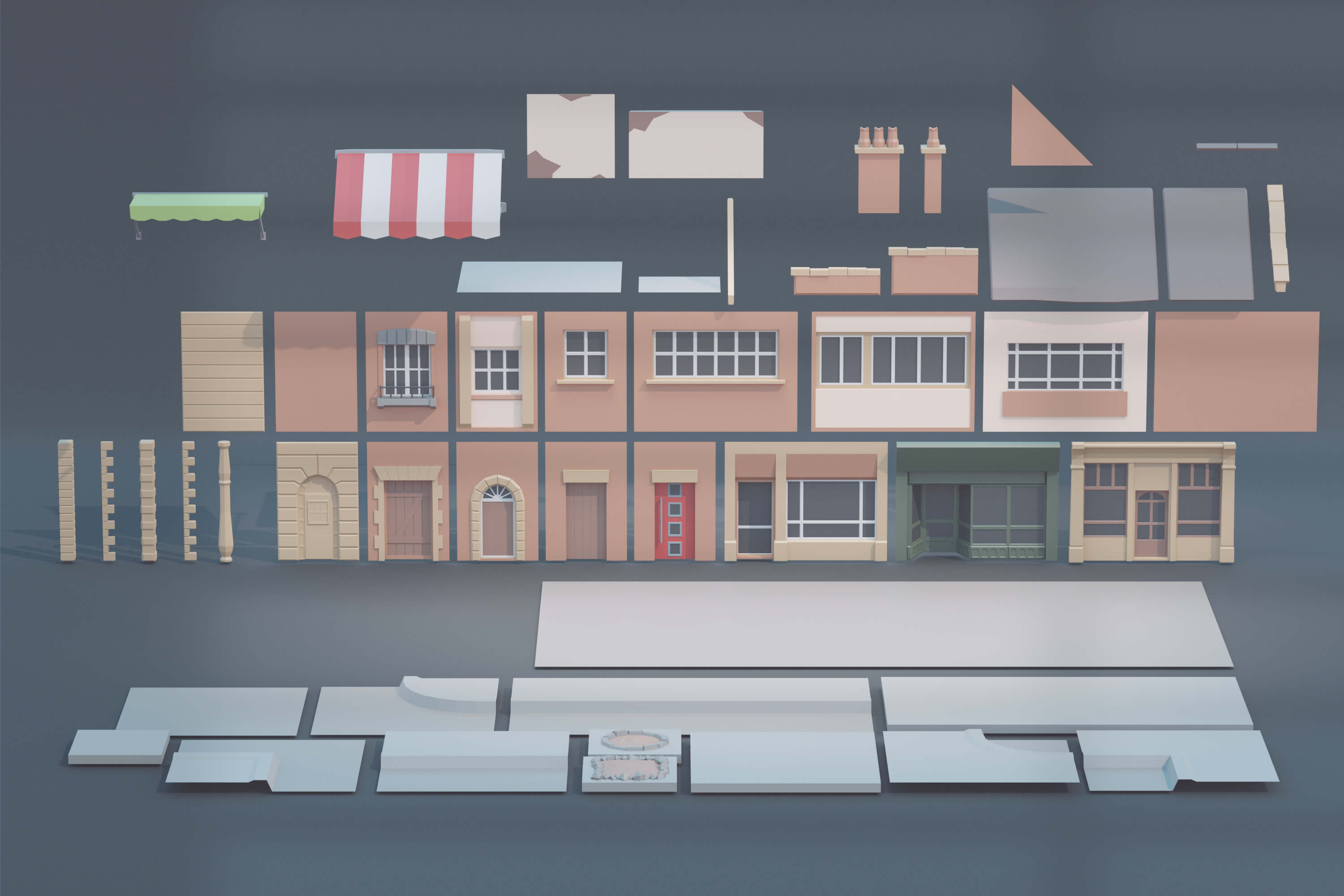 Low Poly Modular City Pack - 3D Model by eldamarstudio
