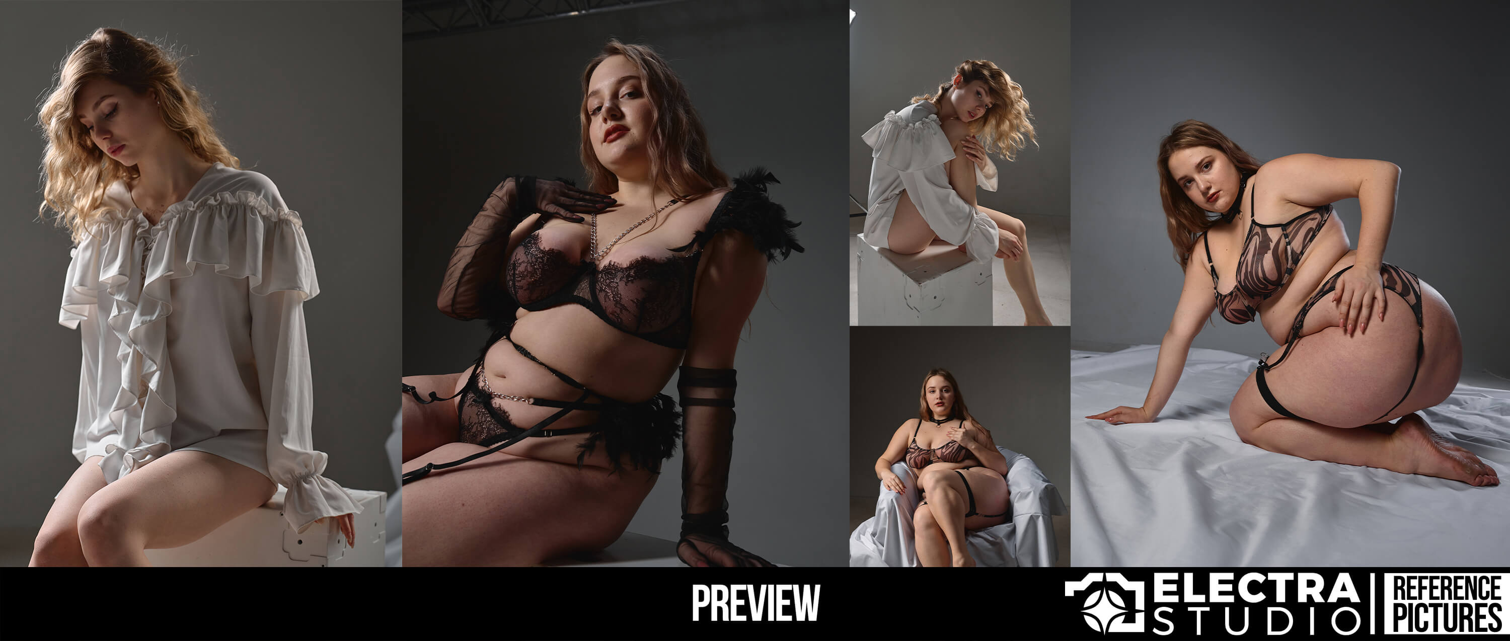 Two Types: 1230 Curvy and Sleek Female Poses - Reference Photo Set by Electra Studio