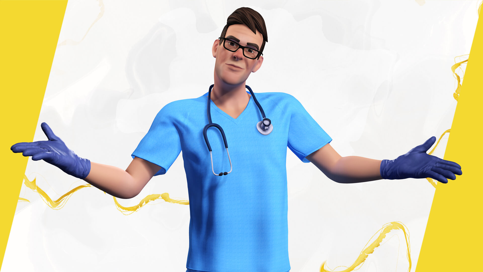 3D Medical Cartoon Doctor Model Full Rigged Toon Medic by Elegant Mesh 3D