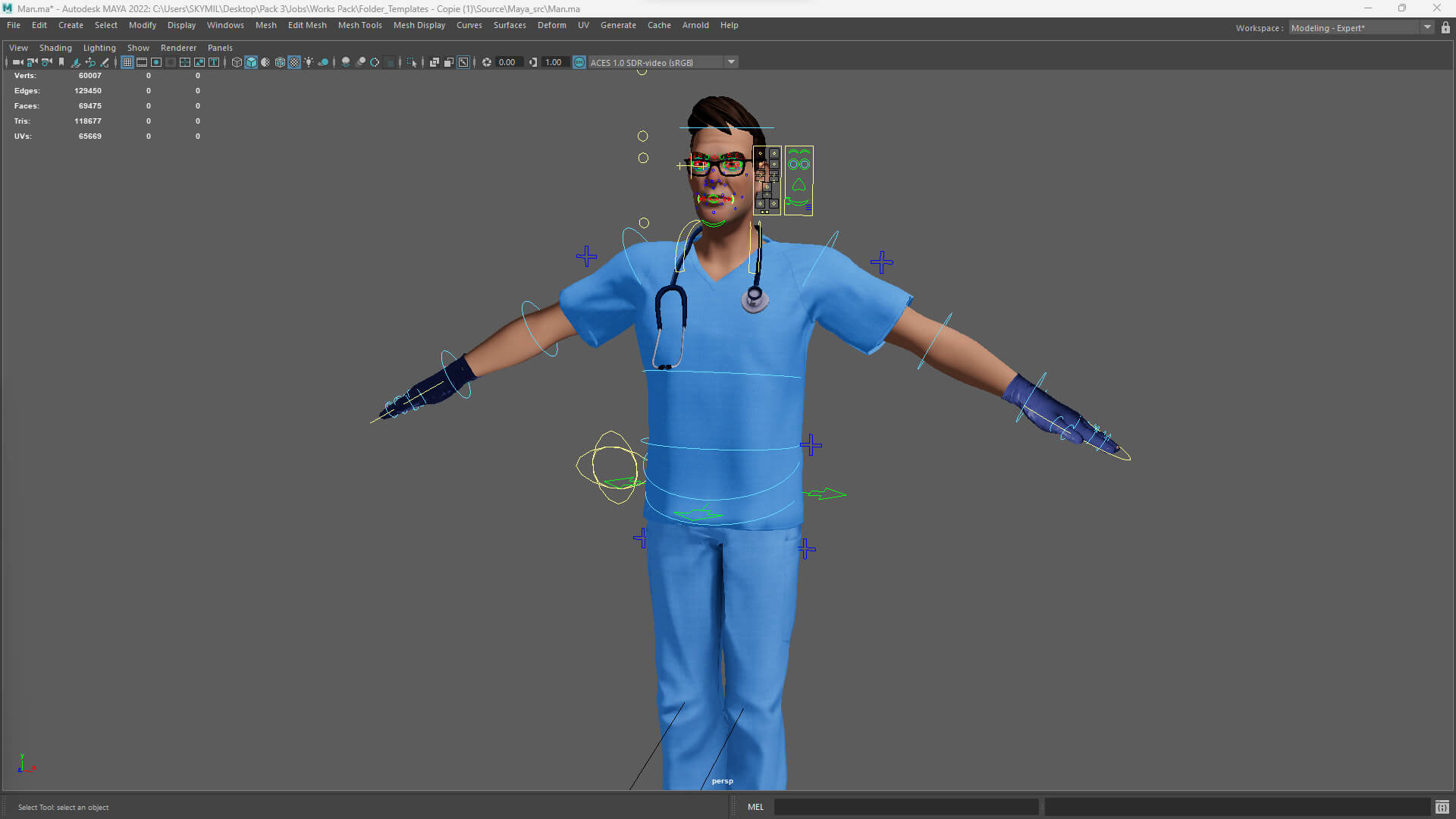 3D Medical Cartoon Doctor Model Full Rigged Toon Medic by Elegant Mesh 3D