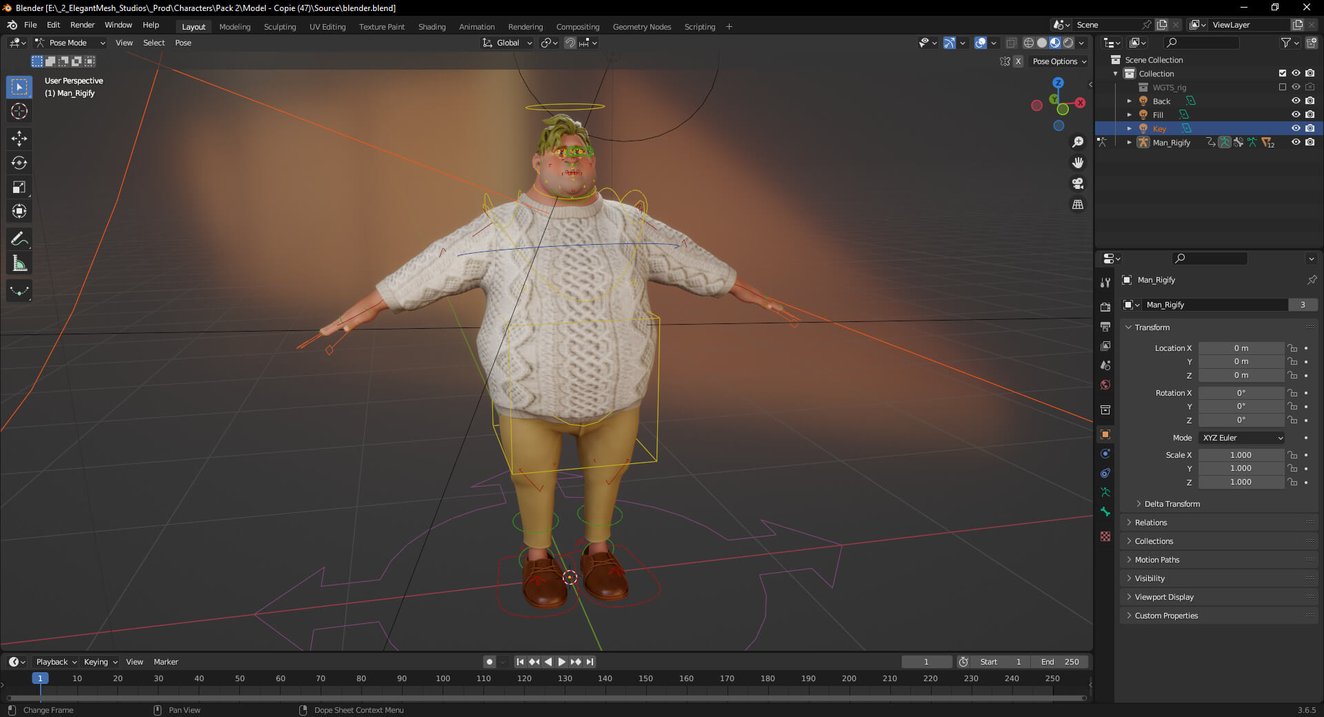 3D Model Funny Fat Man Character Winter Style by Elegant Mesh 3D