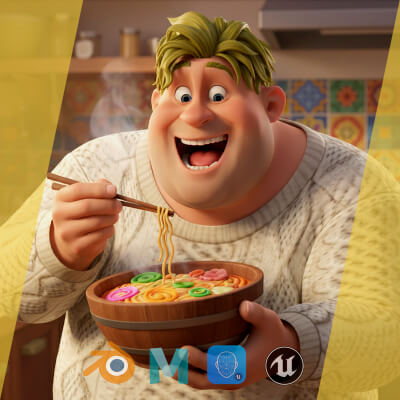 Funny Fat Man Character in Winter Clothes - 3D Model by Elegant Mesh 3D