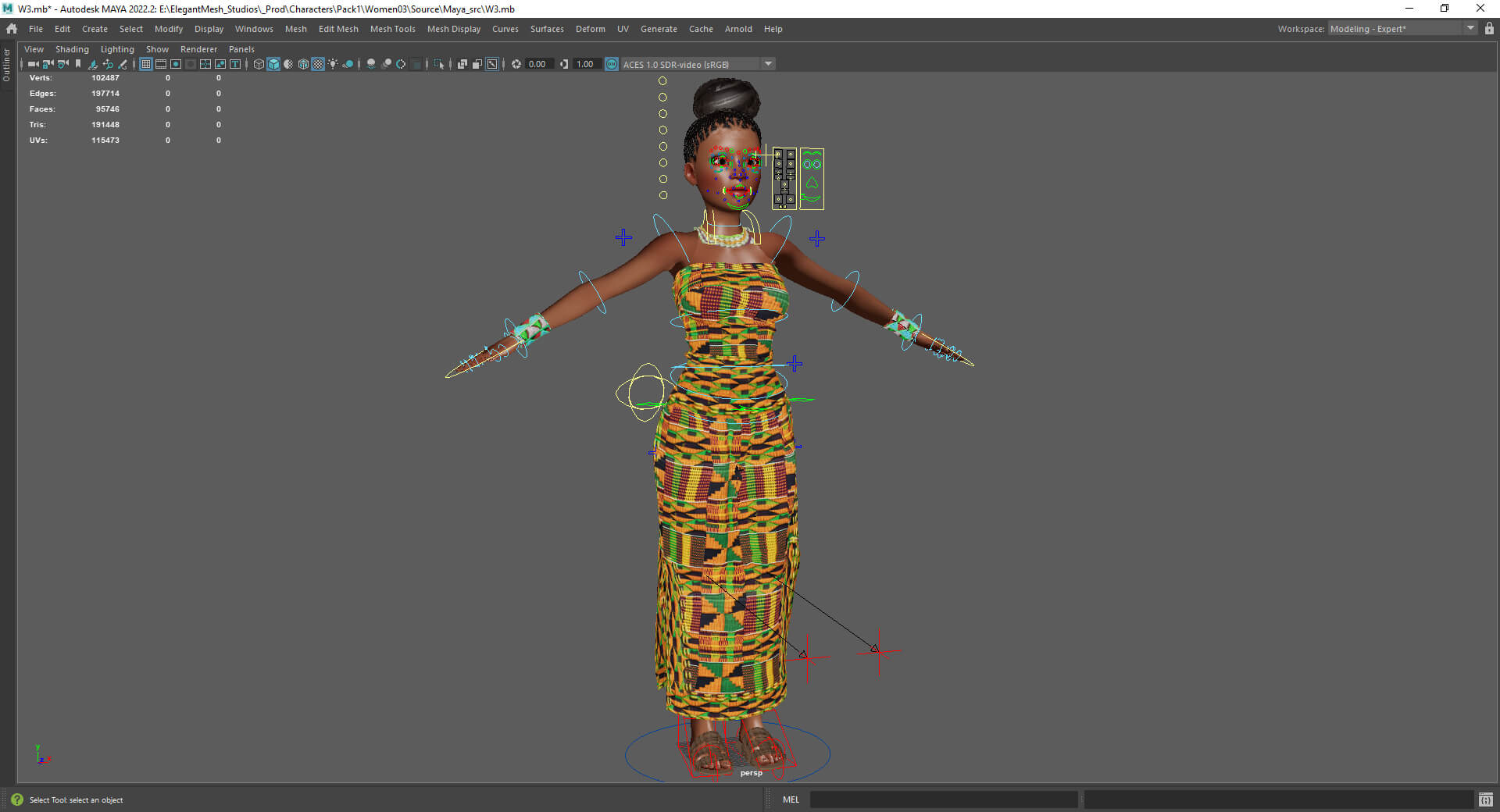 Cute African Woman Character - 3D Model by Elegant Mesh 3D