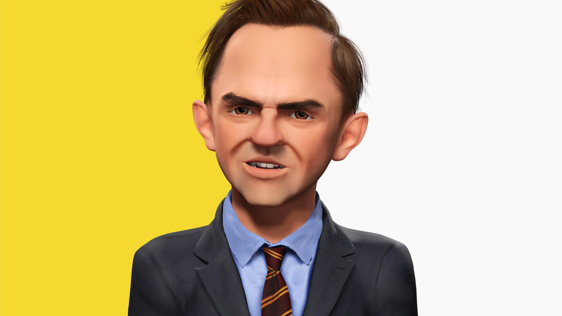 Angry Boss with Suit and Tie Stylized Cartoon 3D Businessman by Elegant Mesh 3D