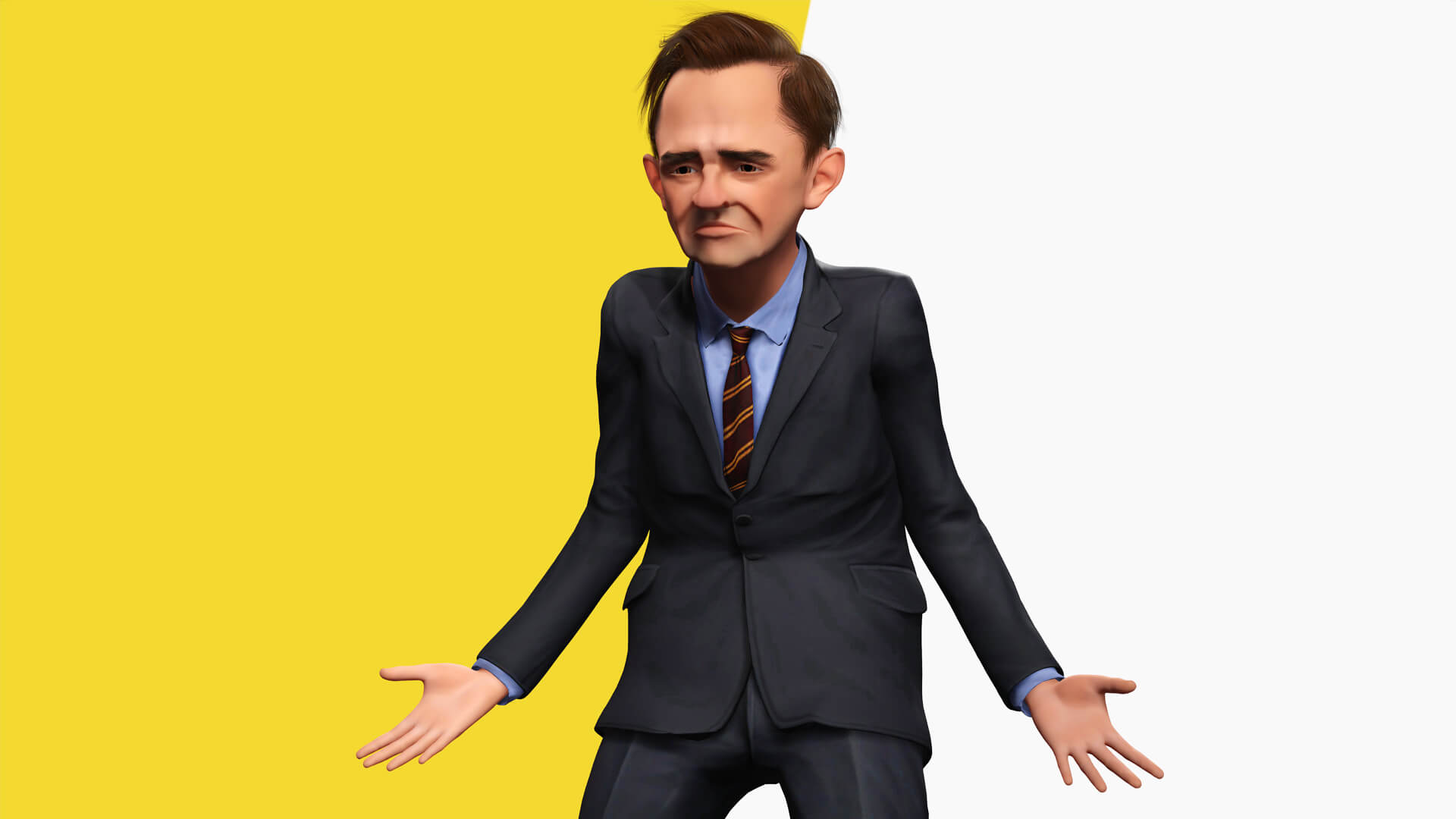 Angry Boss with Suit and Tie Stylized Cartoon 3D Businessman by Elegant Mesh 3D
