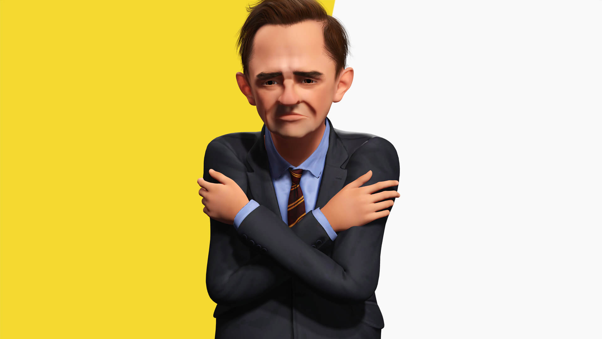 Angry Boss with Suit and Tie Stylized Cartoon 3D Businessman by Elegant Mesh 3D