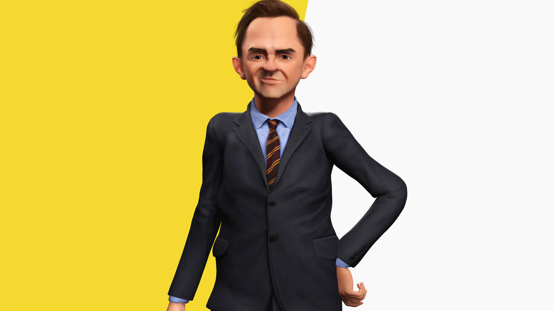 Angry Boss with Suit and Tie Stylized Cartoon 3D Businessman by Elegant Mesh 3D