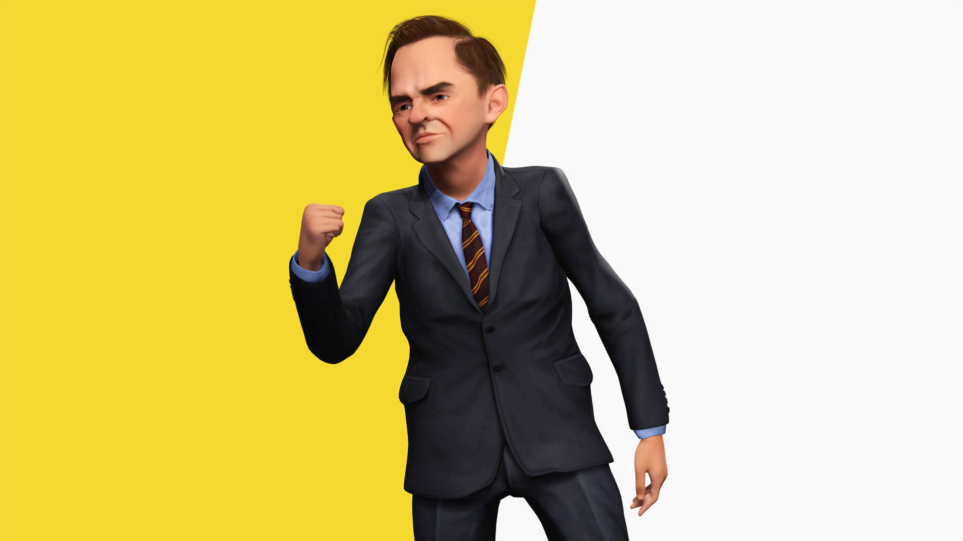 Angry Boss with Suit and Tie Stylized Cartoon 3D Businessman by Elegant Mesh 3D
