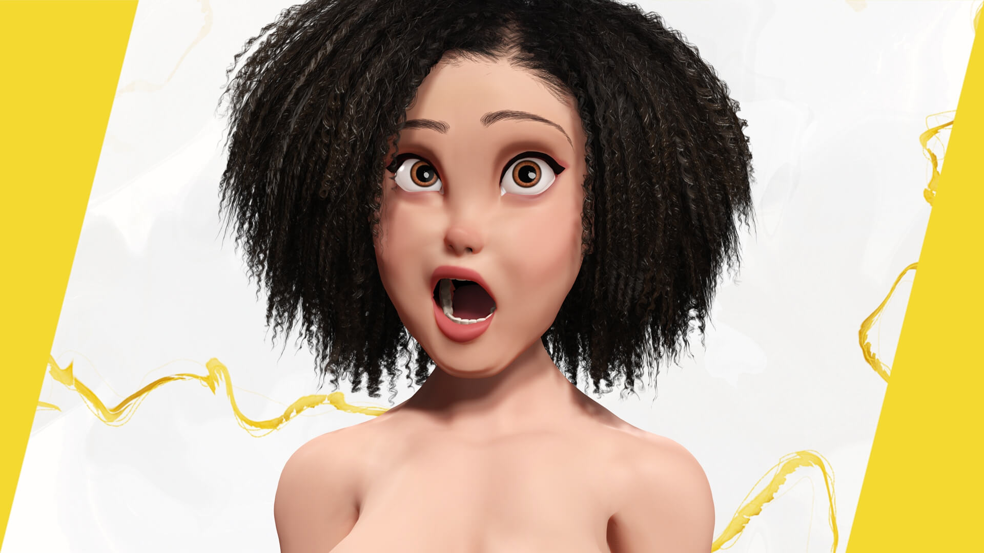 Beautiful Girl With Short Curly Hair - 3D Model by Elegant Mesh 3D