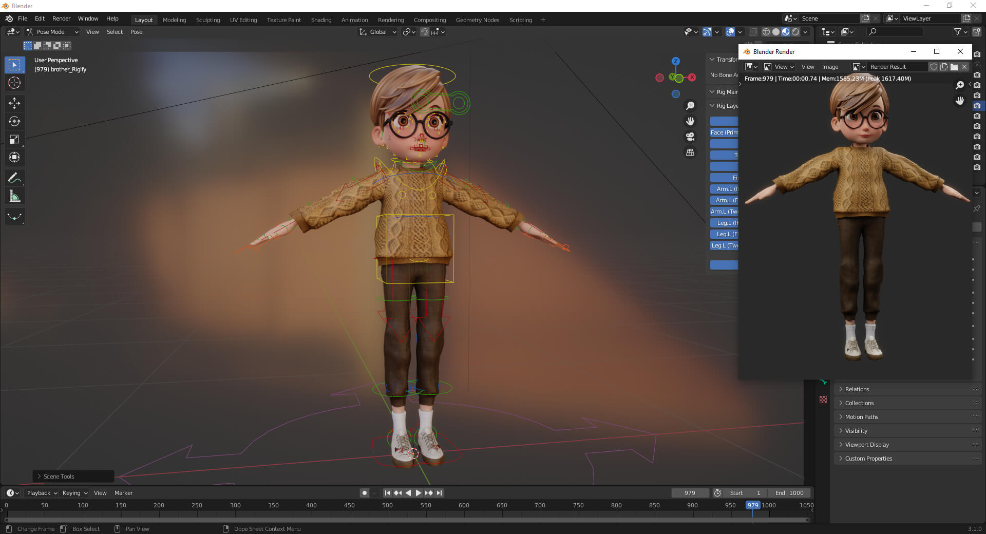 Brother Cartoon Man Rigged 3D Model Real Time Male by Elegant Mesh 3D