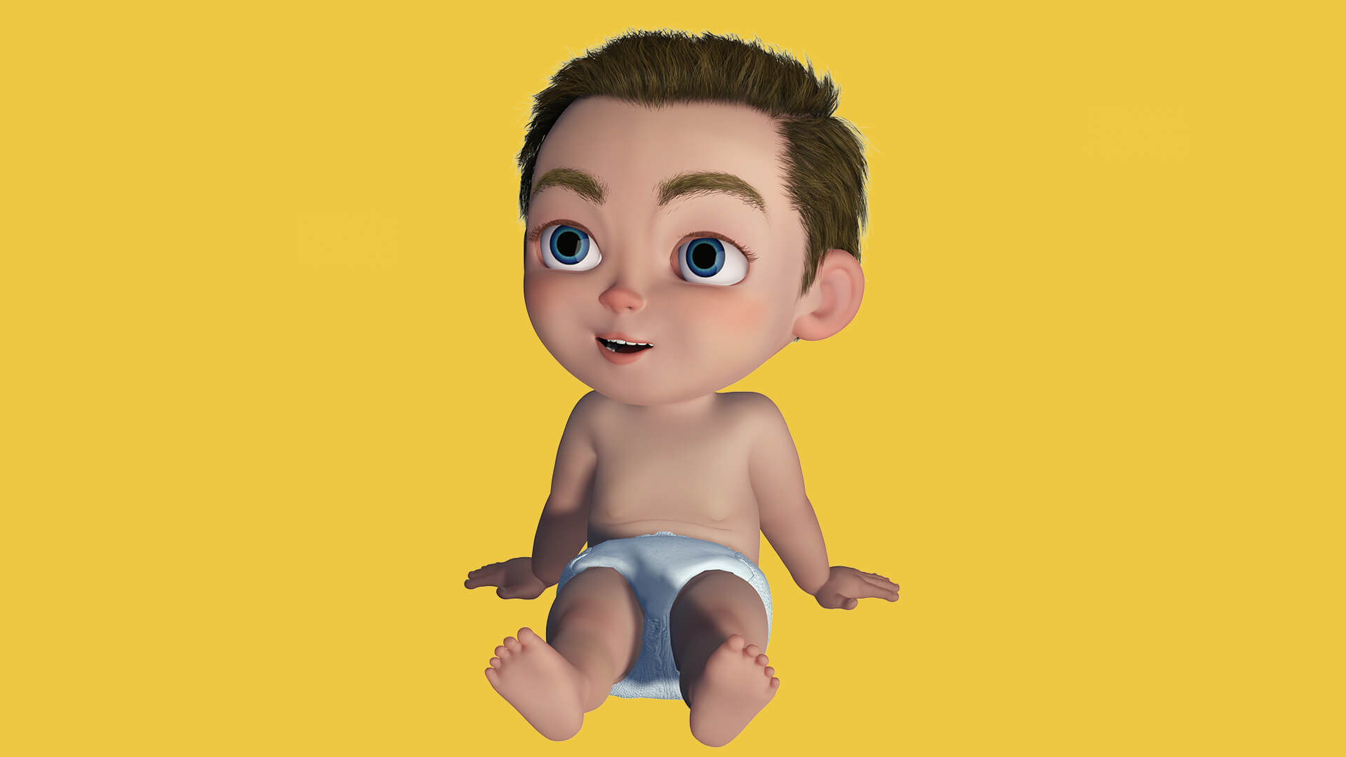 Cartoon Baby Rigged 3D Model by Elegant Mesh 3D