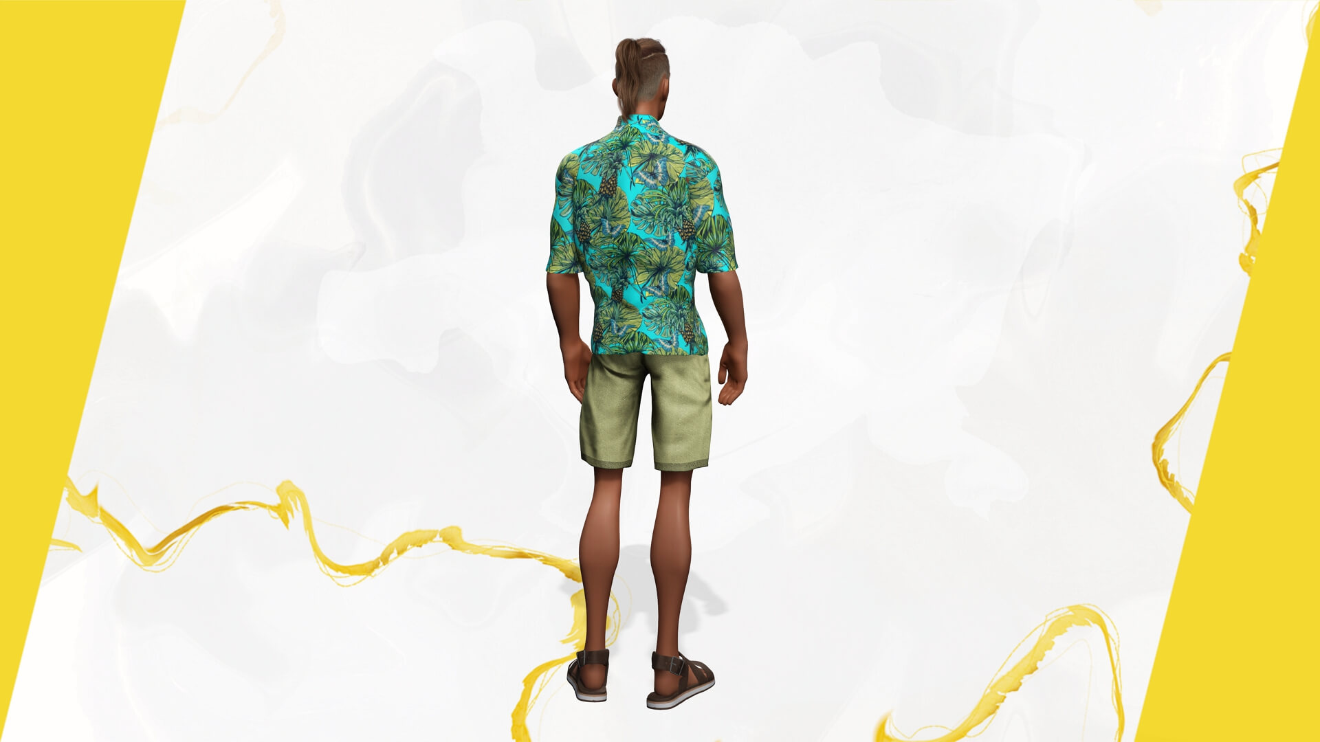 Cartoon Man in Tropical Shirt and Sandals - 3D Model by Elegant Mesh 3D