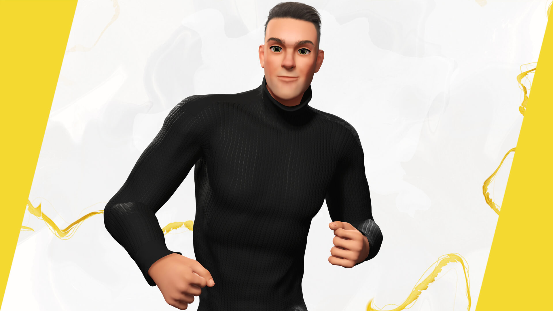 Casual Male Turtle-Neck Cartoon Semi Realistic 3D Model by Elegant Mesh 3D