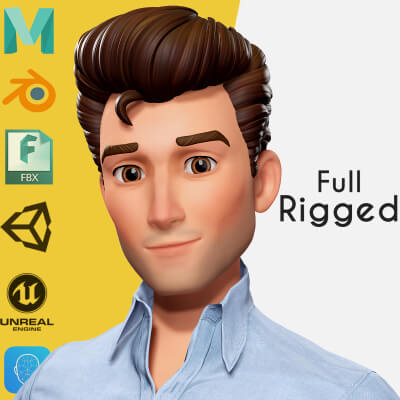 Classic Cartoon Man Character - 3D Model by Elegant Mesh 3D