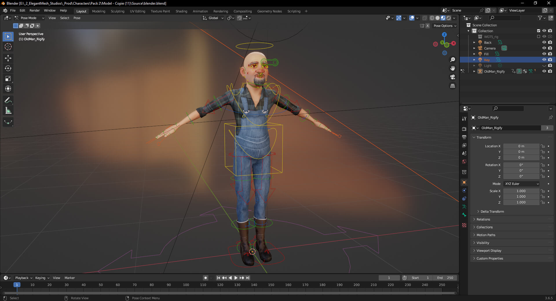 Country Man Character Cartoon Semi-Realistic Sculpture 3D Model by ...