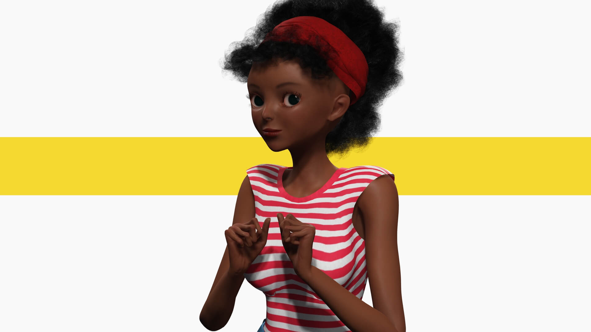 Cute African Female Cartoon Black Afro - 3D Model by Elegant Mesh 3D
