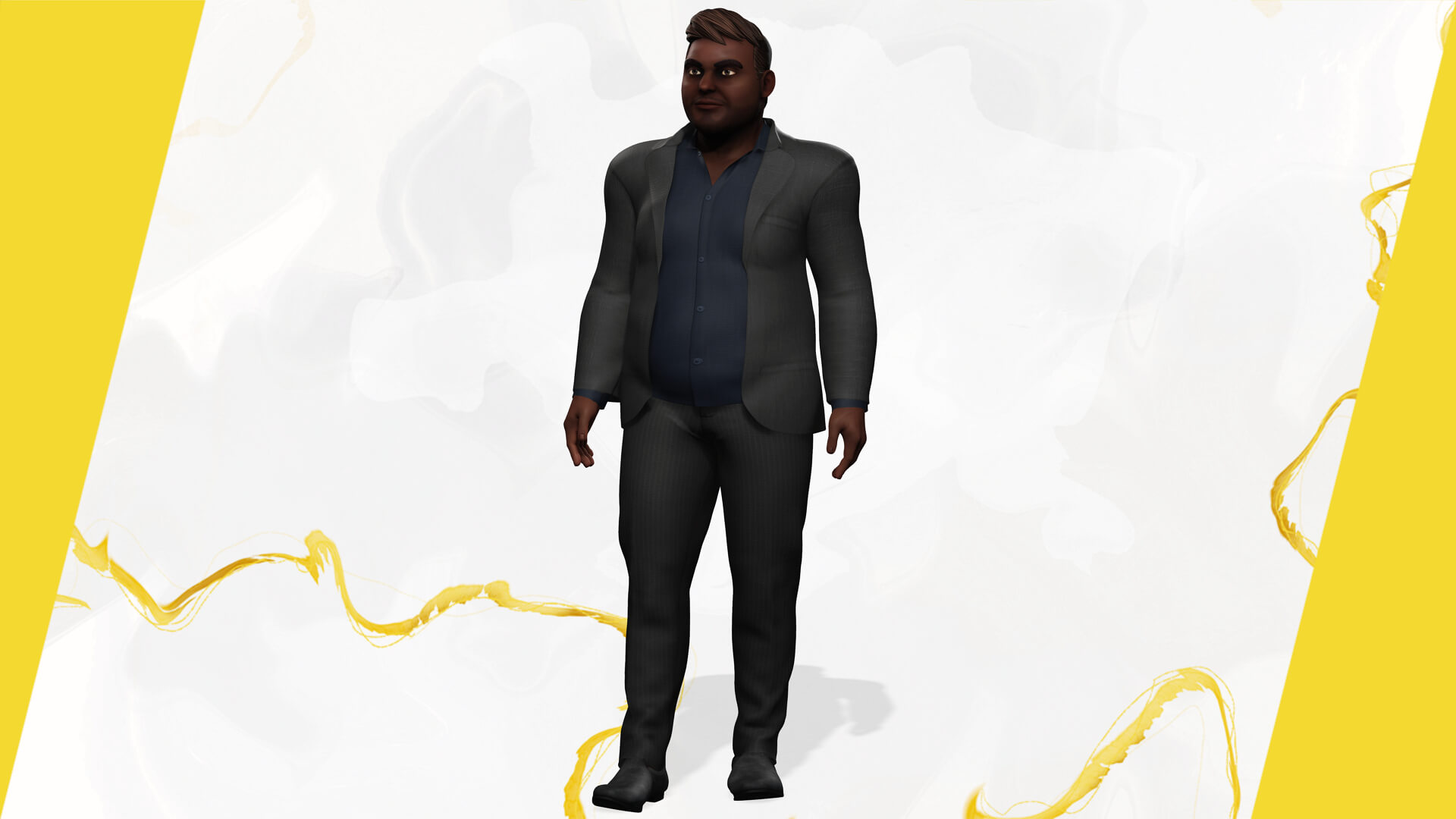 Elegant Black Man Standing Cartoon High-Quality Character 3D Model by ...