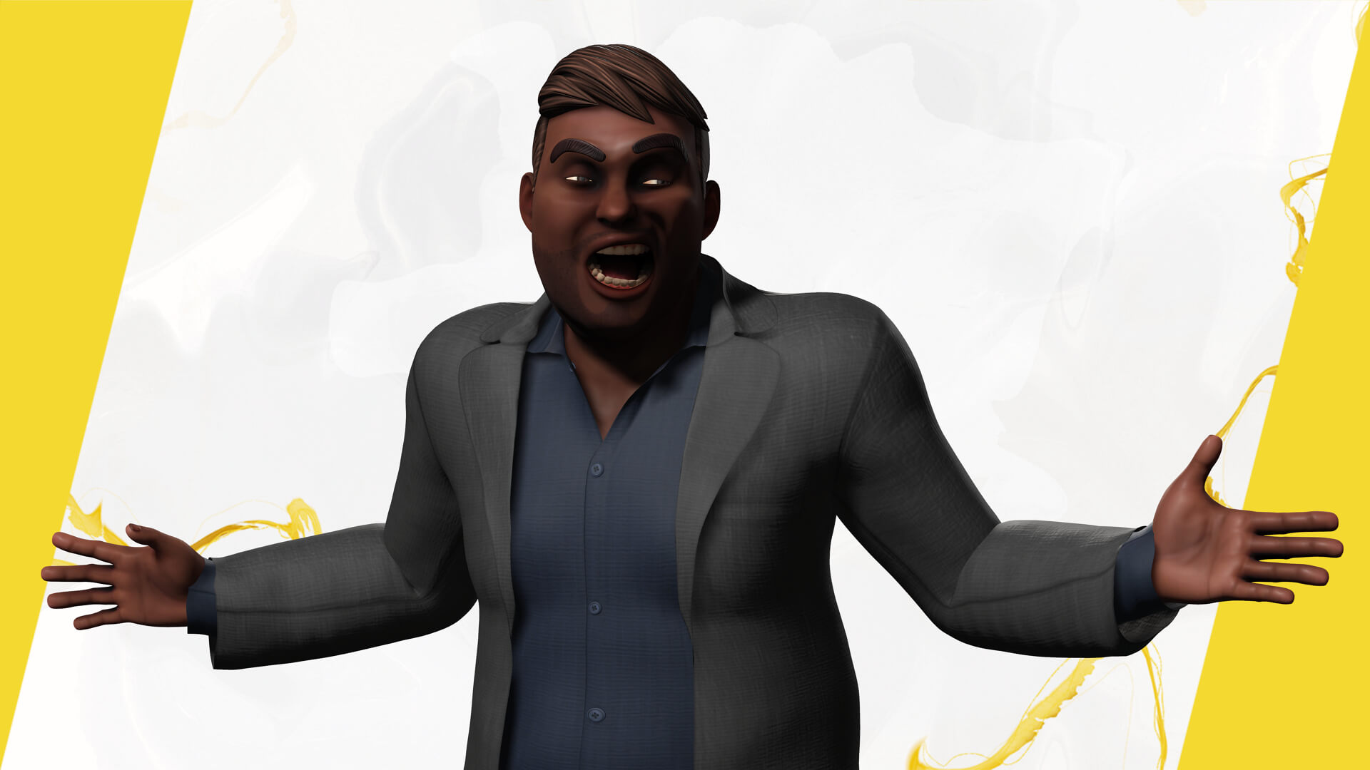 Elegant Black Man Standing Cartoon High-Quality Character 3D Model by ...