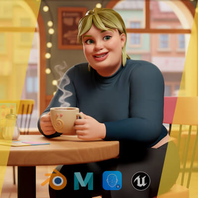 Plus-Size Female Character in Jeans 3D Model by Elegant Mesh 3D