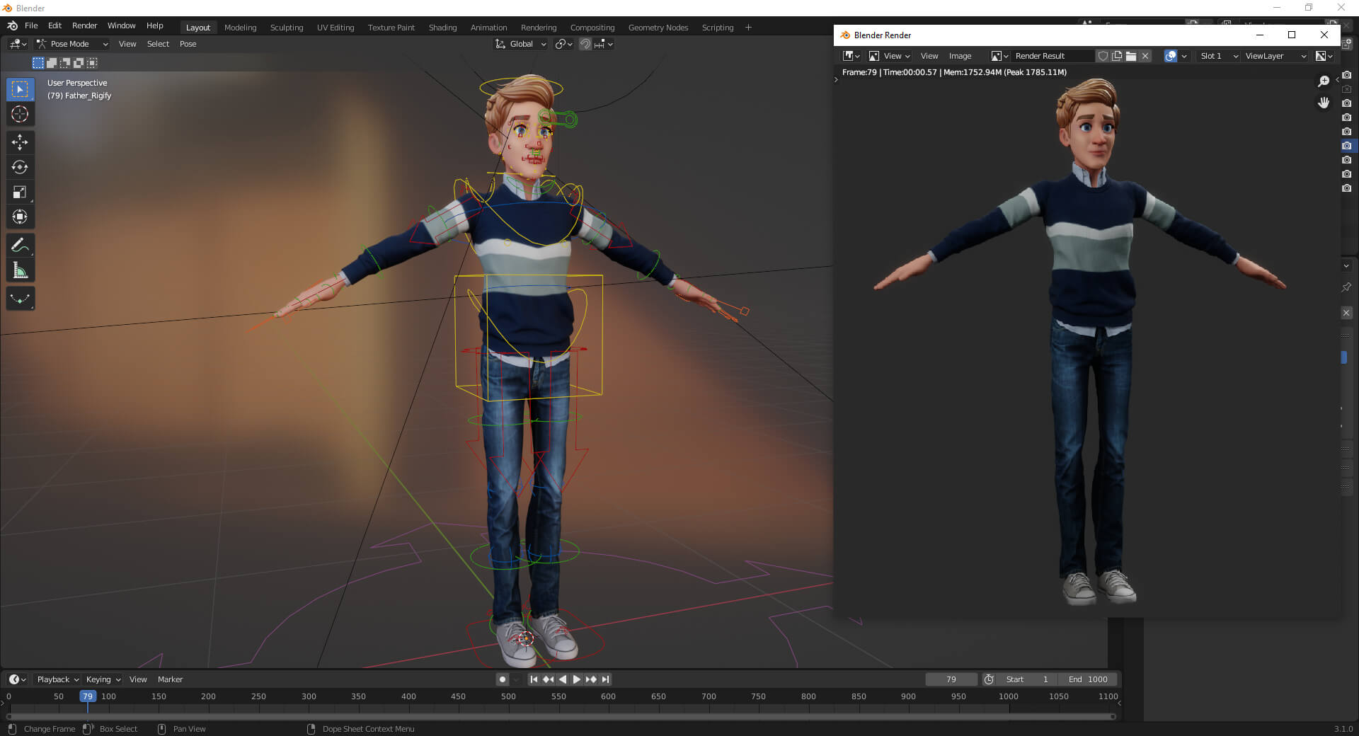 Father Cartoon Character - 3D Model by Elegant Mesh 3D