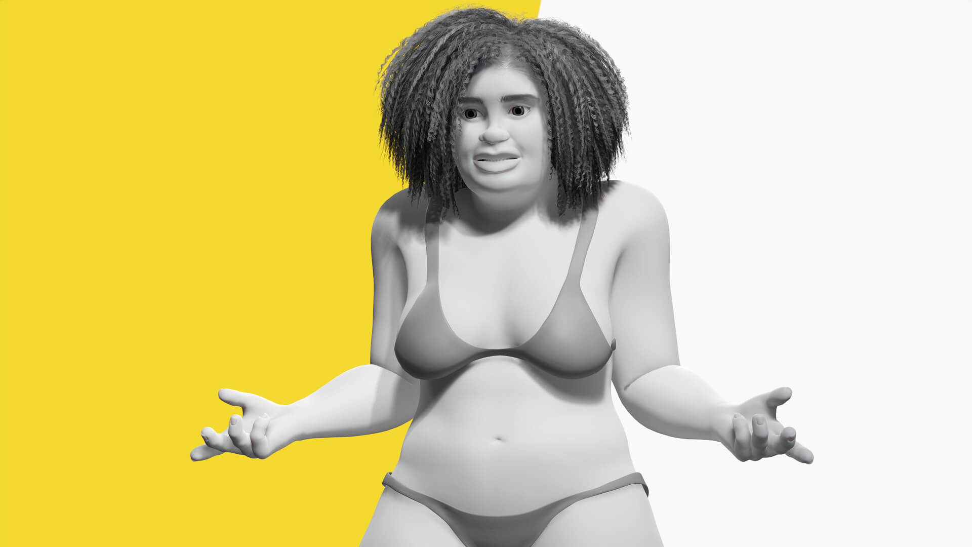 Free Toon Female Character Big Plus Size Stylized Fat Woman - Free 3D Model by Elegant Mesh 3D