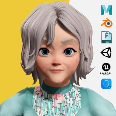 Grandma Cartoon Character - 3D Model by Elegant Mesh 3D