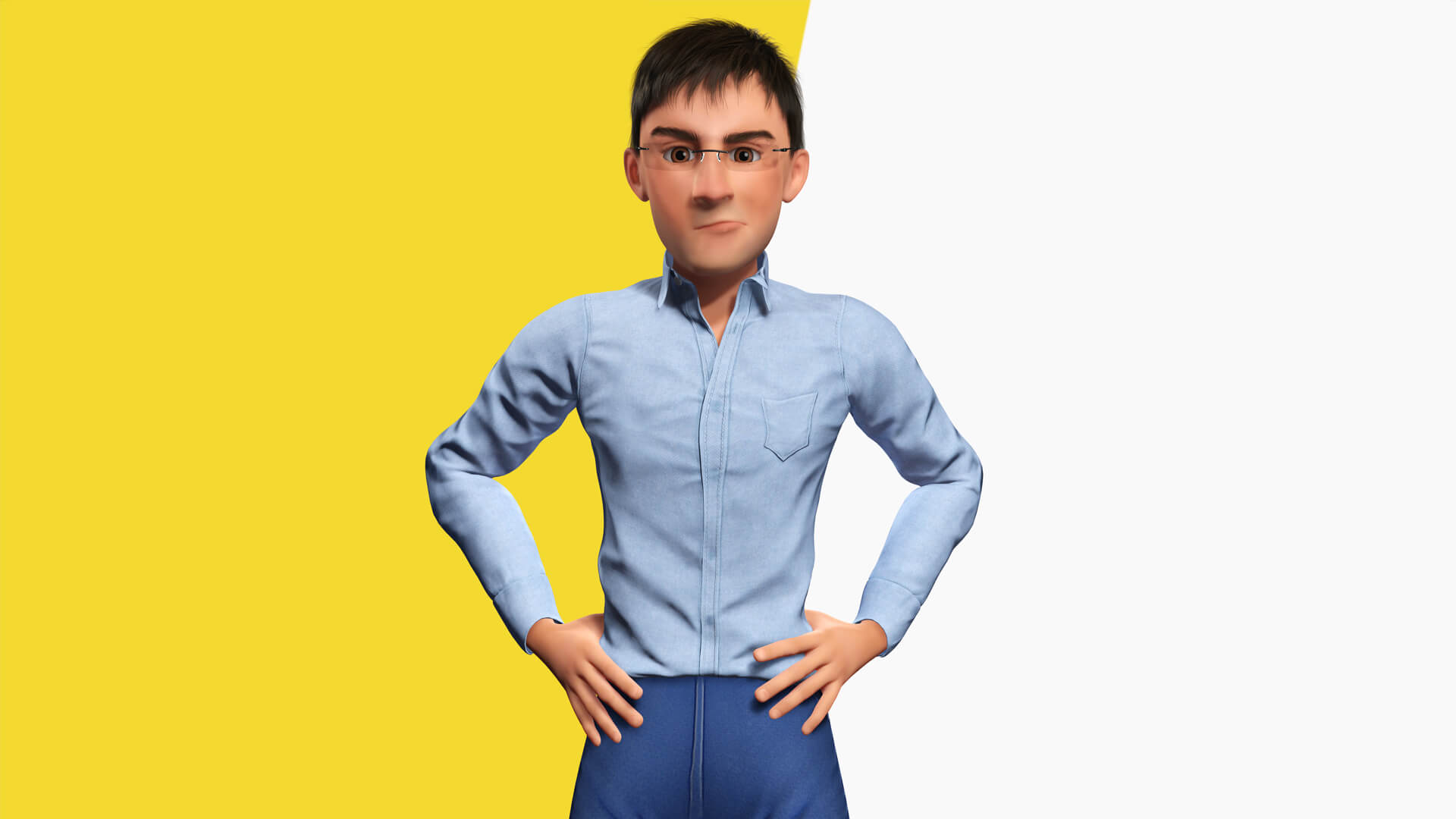 Intellectual Look with Glasses Stylized Professional Male - 3D Model by ...