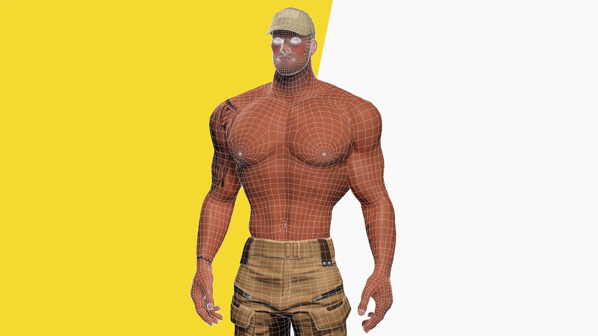 Muscle Stylized Strongman Bodyguard Commander - 3D Model by Elegant Mesh 3D
