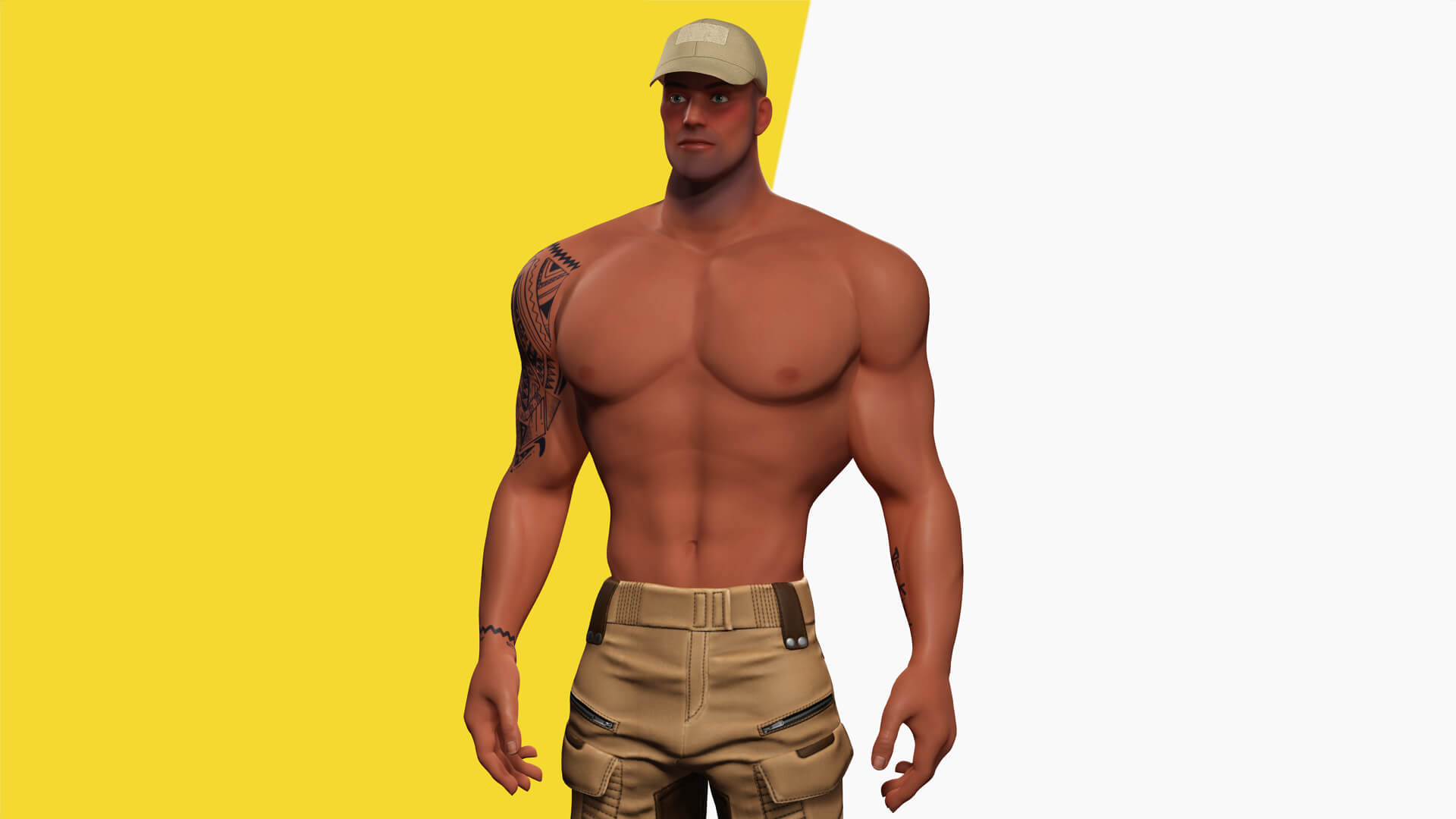 Muscle Stylized Strongman Bodyguard Commander - 3D Model by Elegant Mesh 3D