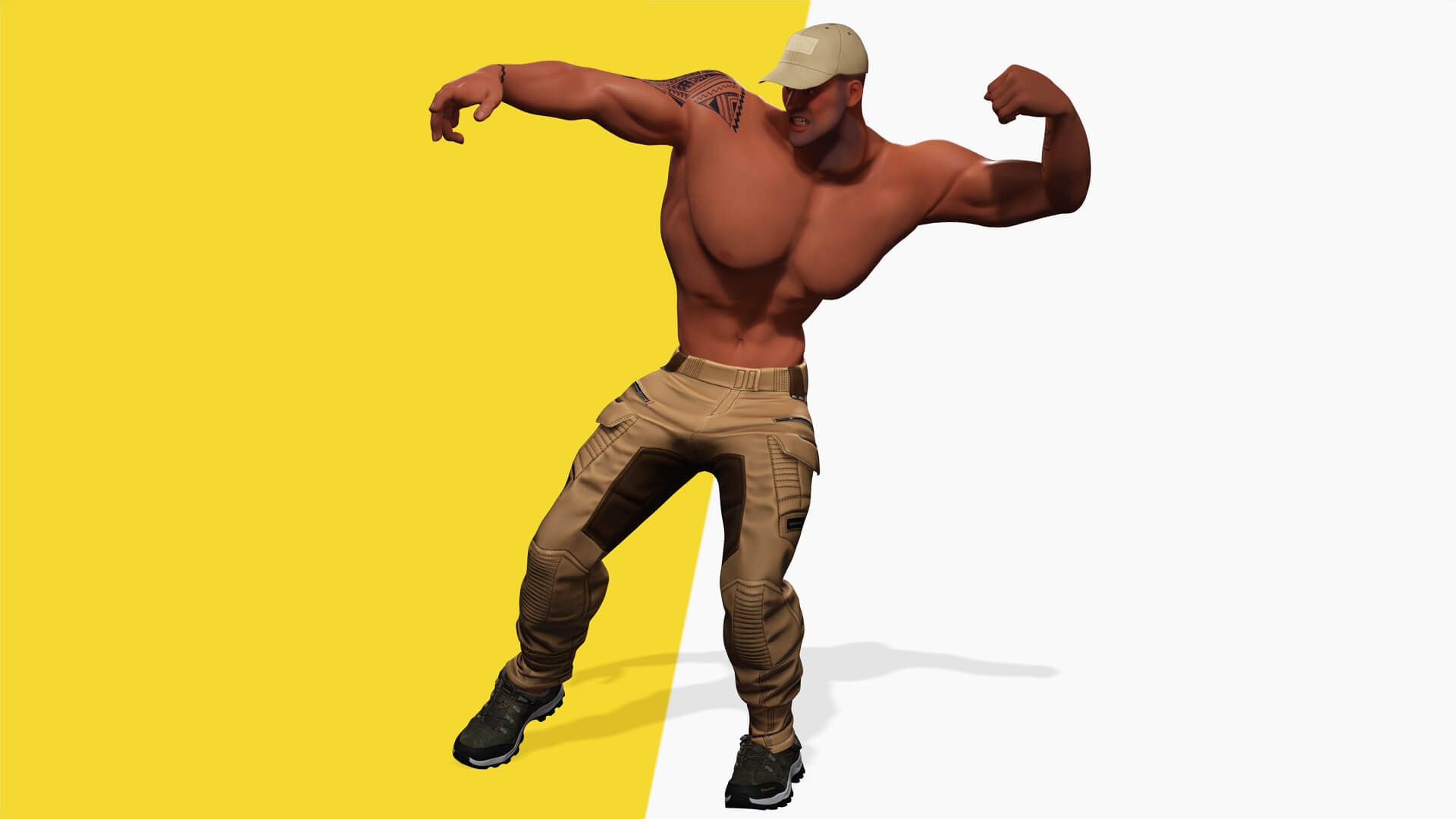 Muscle Stylized Strongman Bodyguard Commander - 3D Model by Elegant Mesh 3D